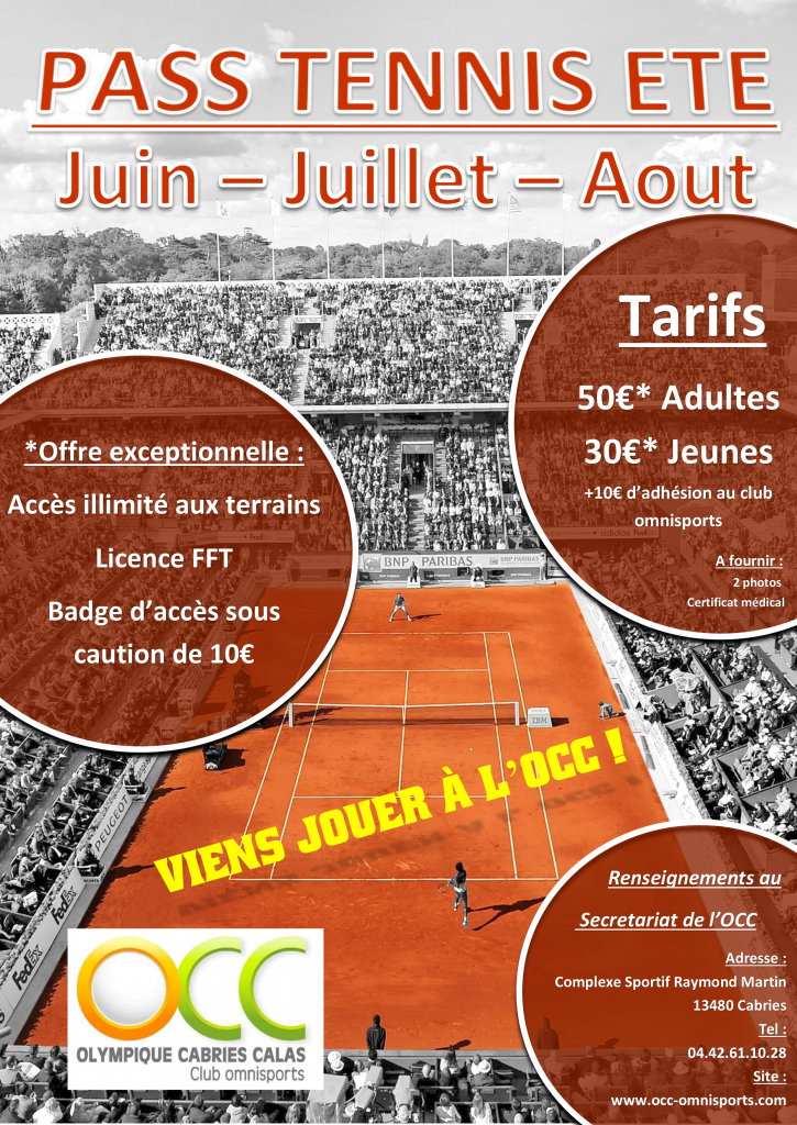 PASS Tennis été – OCC – Olympique Cabriès Calas
